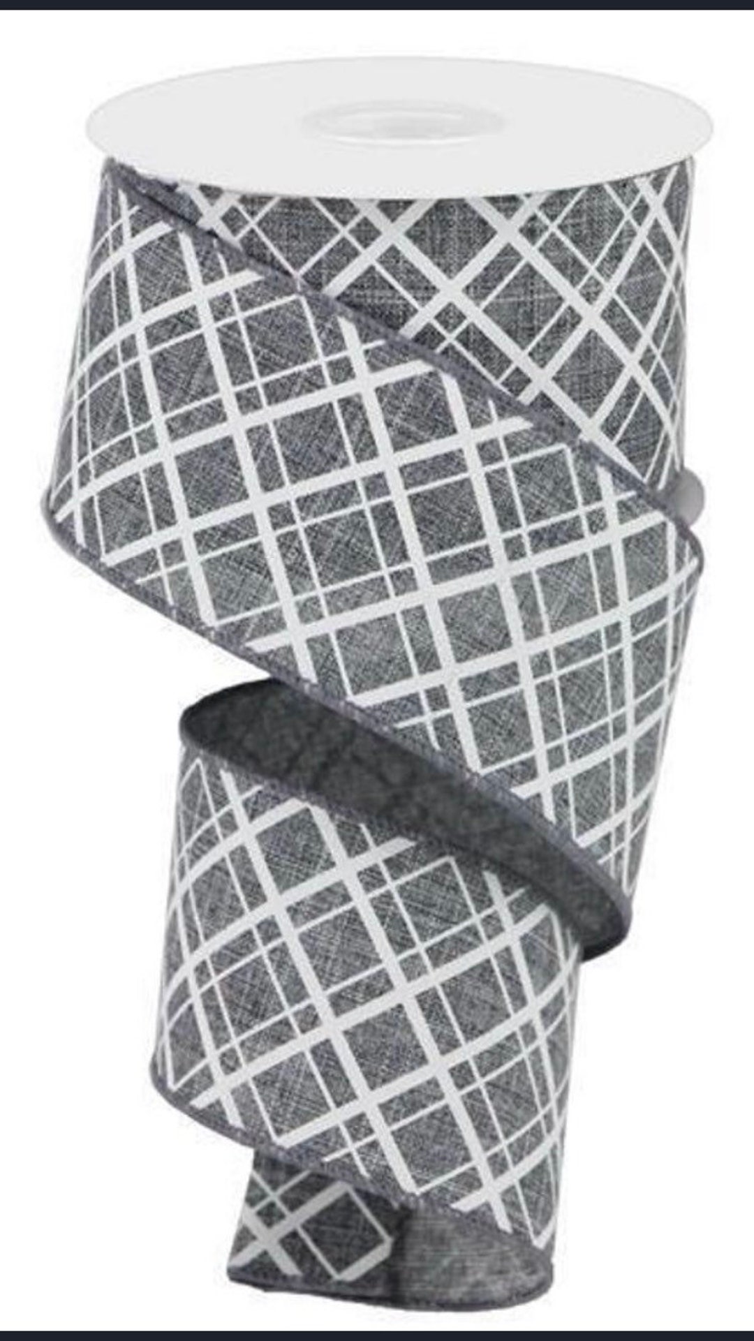 Gray Ribbon, Plaid Ribbon, Gray Plaid Ribbon, Gray and White Plaid ...