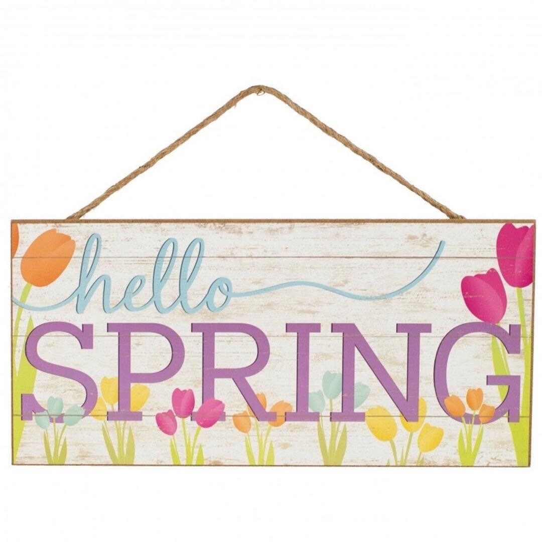 Spring Sign, Hello Spring Sign, Tulip Sign, Bright Spring Sign, Spring ...