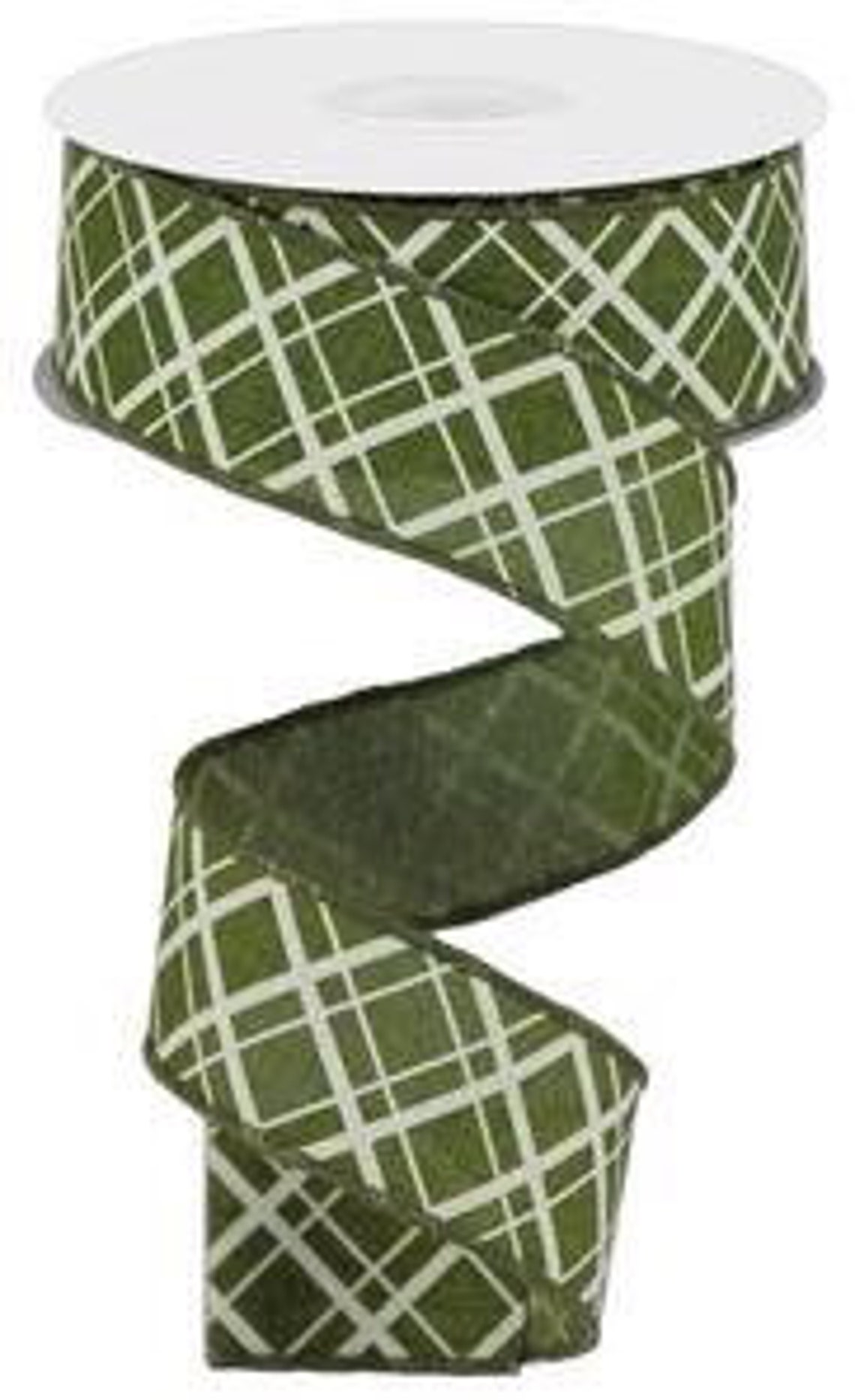 Green Ribbon Moss Green Ribbon Moss Green Plaid Ribbon - Etsy