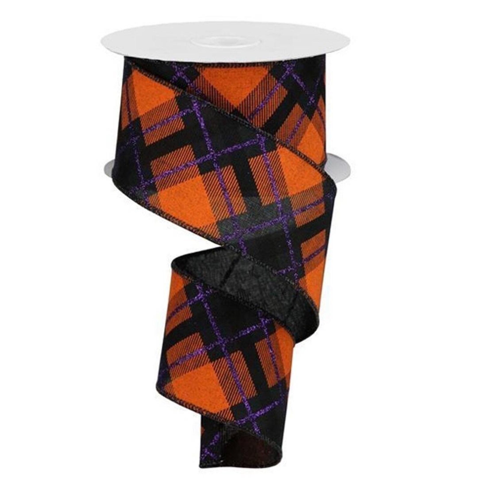 Orange Ribbon Purple Ribbon Glitter Plaid Ribbon Halloween - Etsy