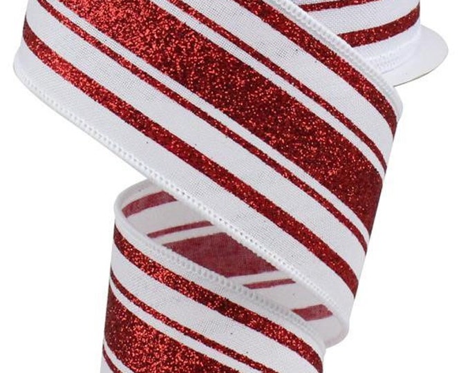 Christmas Ribbon Red Farmhouse Stripe Ribbon Farmhouse | Etsy