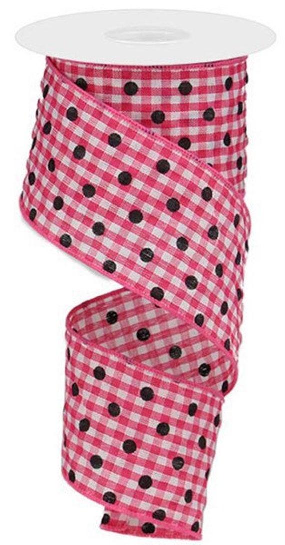 Pink Ribbon Polka Dot Ribbon Gingham Ribbon Plaid Ribbon 2 - Etsy