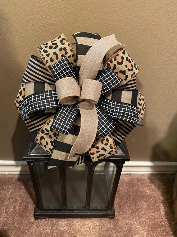 Leopard Bow Animal Print Bow Safari Bow Burlap Bow Brown | Etsy