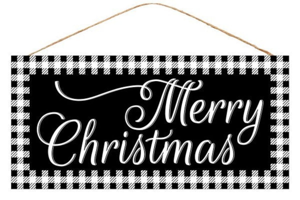 Christmas Sign, Merry Christmas Sign, Buffalo Check Sign, Buffalo Check ...