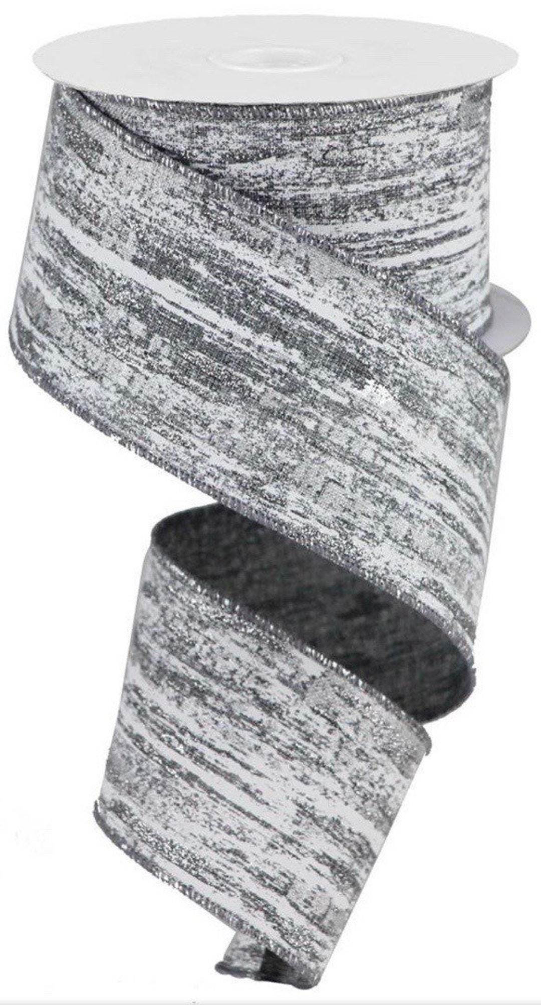 Christmas Ribbon, Silver Glitter Ribbon, Metallic Streaks Ribbon ...