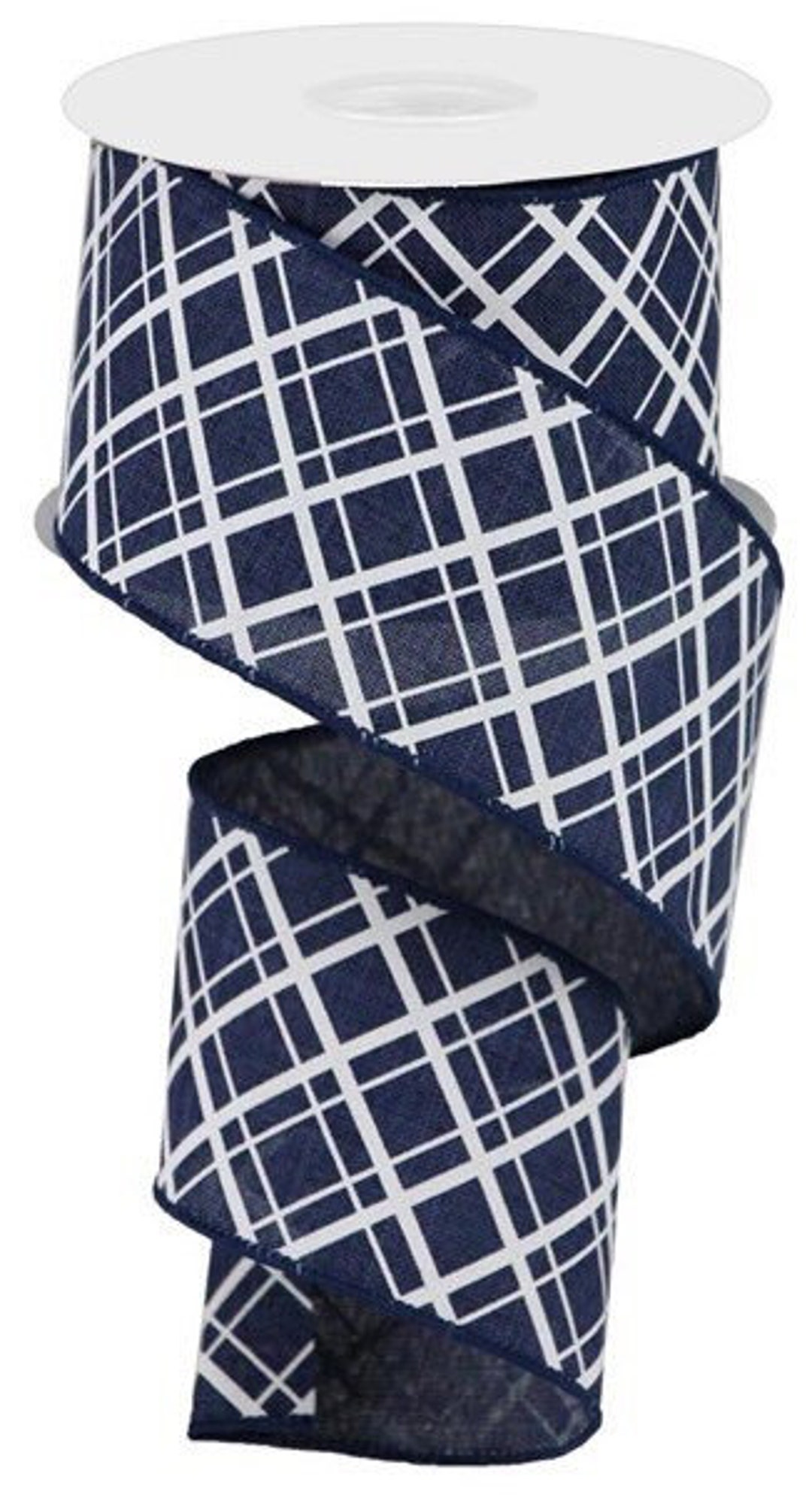 Blue Ribbon, Navy Blue Ribbon, Navy Blue Plaid Ribbon, Blue Plaid ...