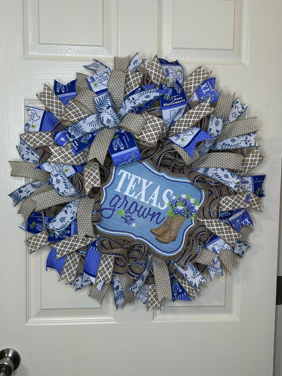 Texas Wreath, Bluebonnet Wreath, Texas Grown, Texas Bluebonnet Door ...