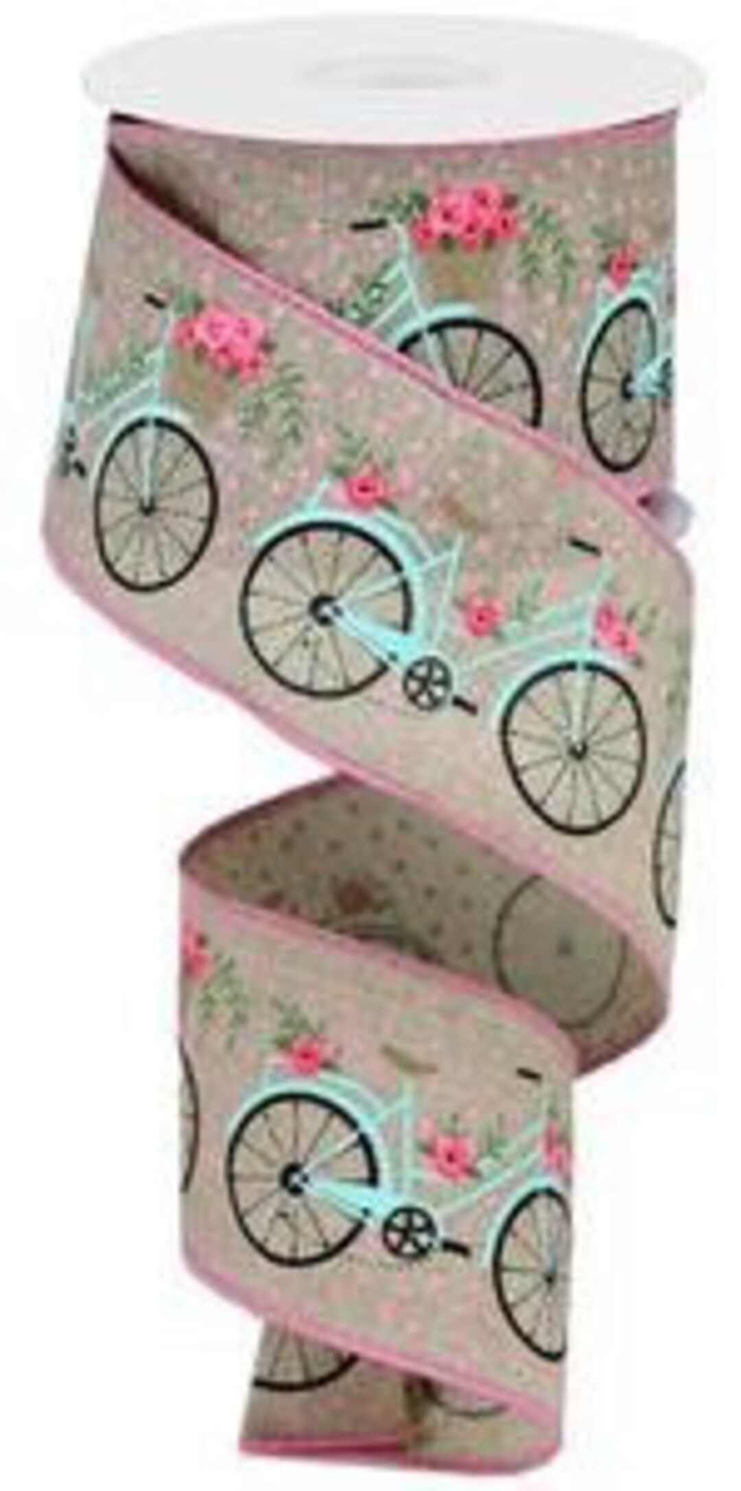 Bike Ribbon, Spring Ribbon, Floral Ribbon, Teal Ribbon, Pink Ribbon ...
