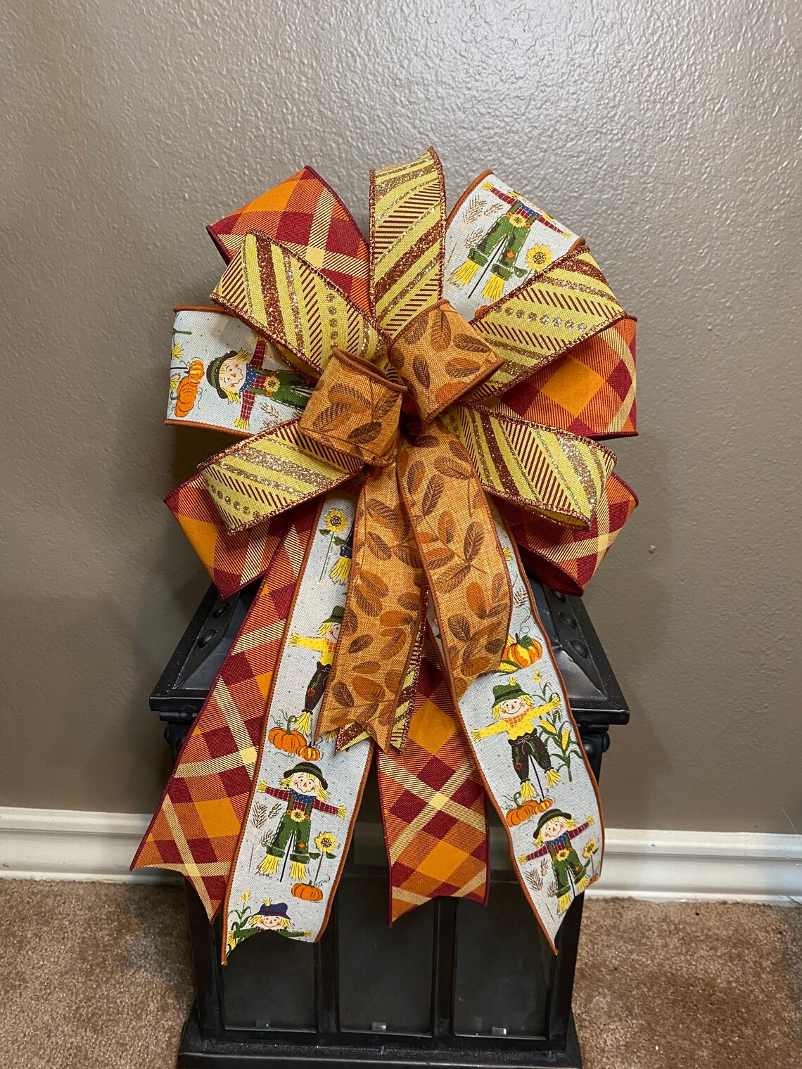 Fall Bow Thanksgiving Bow Scarecrow Bow Orange Bow Fall - Etsy