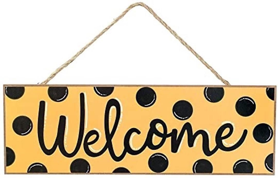 Welcome Sign, Yellow Polka Dot Sign, Yellow Polka Dot Welcome Sign ...