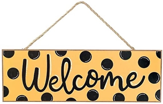 Welcome Sign Yellow Polka Dot Sign Yellow Polka Dot Welcome - Etsy