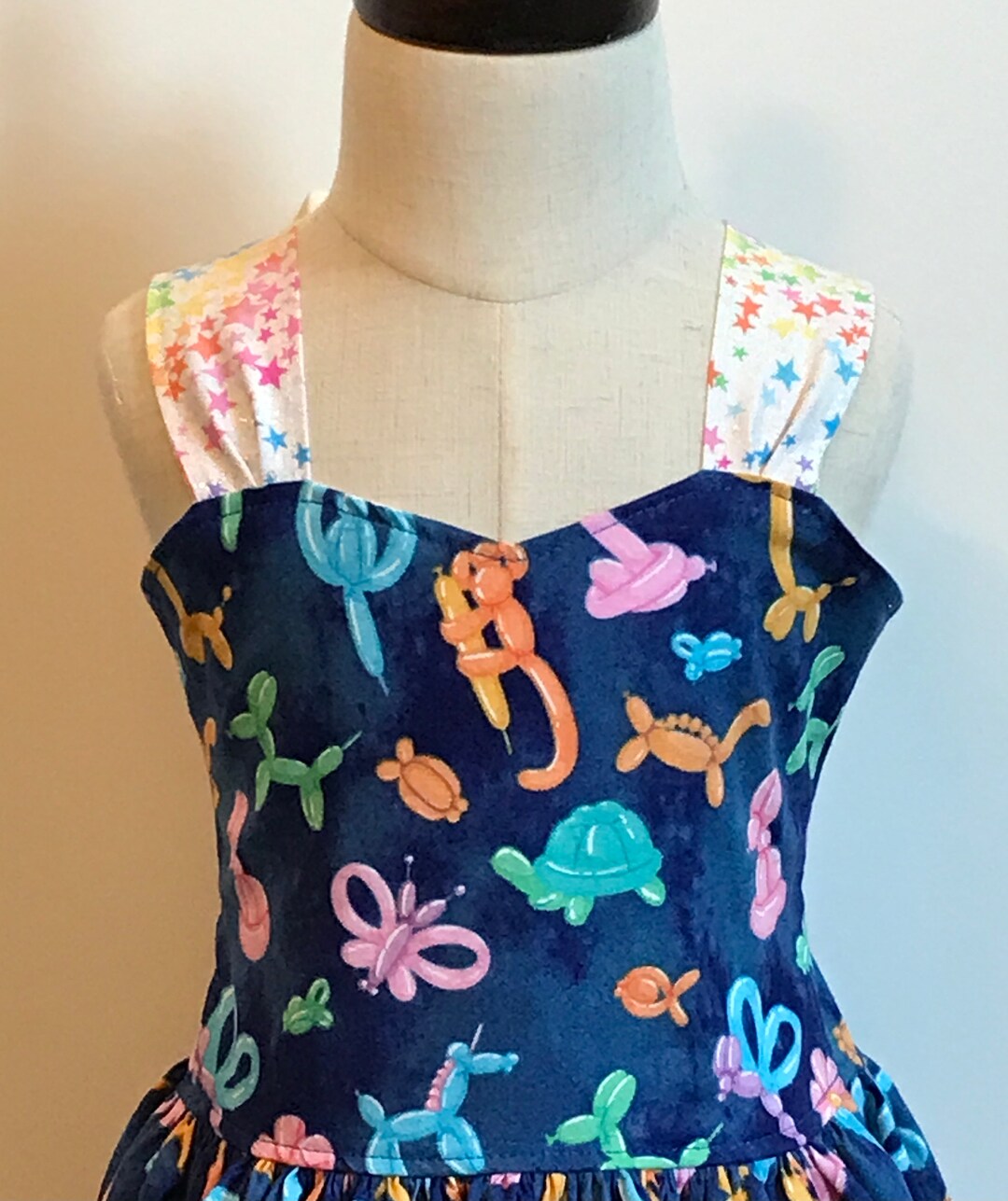 Navy Balloon Animals Peek a Boo Tie Back Dress (12 Mos - 5) - Etsy