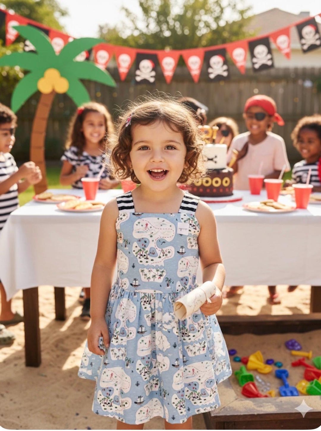 Pirate on the Seas Peek a Boo Tie Back Dress ( 2T, 3T, 4T, 5, 6, 7, 8 ...