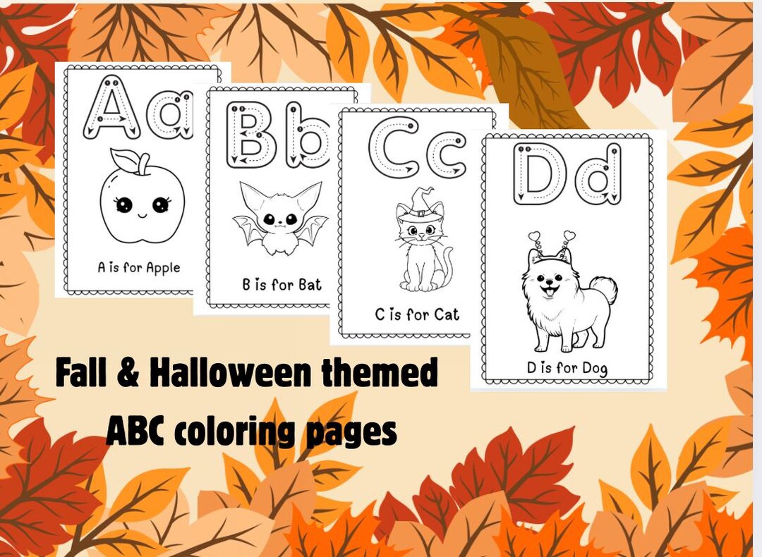 Printable Fall Halloween ABC Coloring Book Prek, K, 1st - Etsy