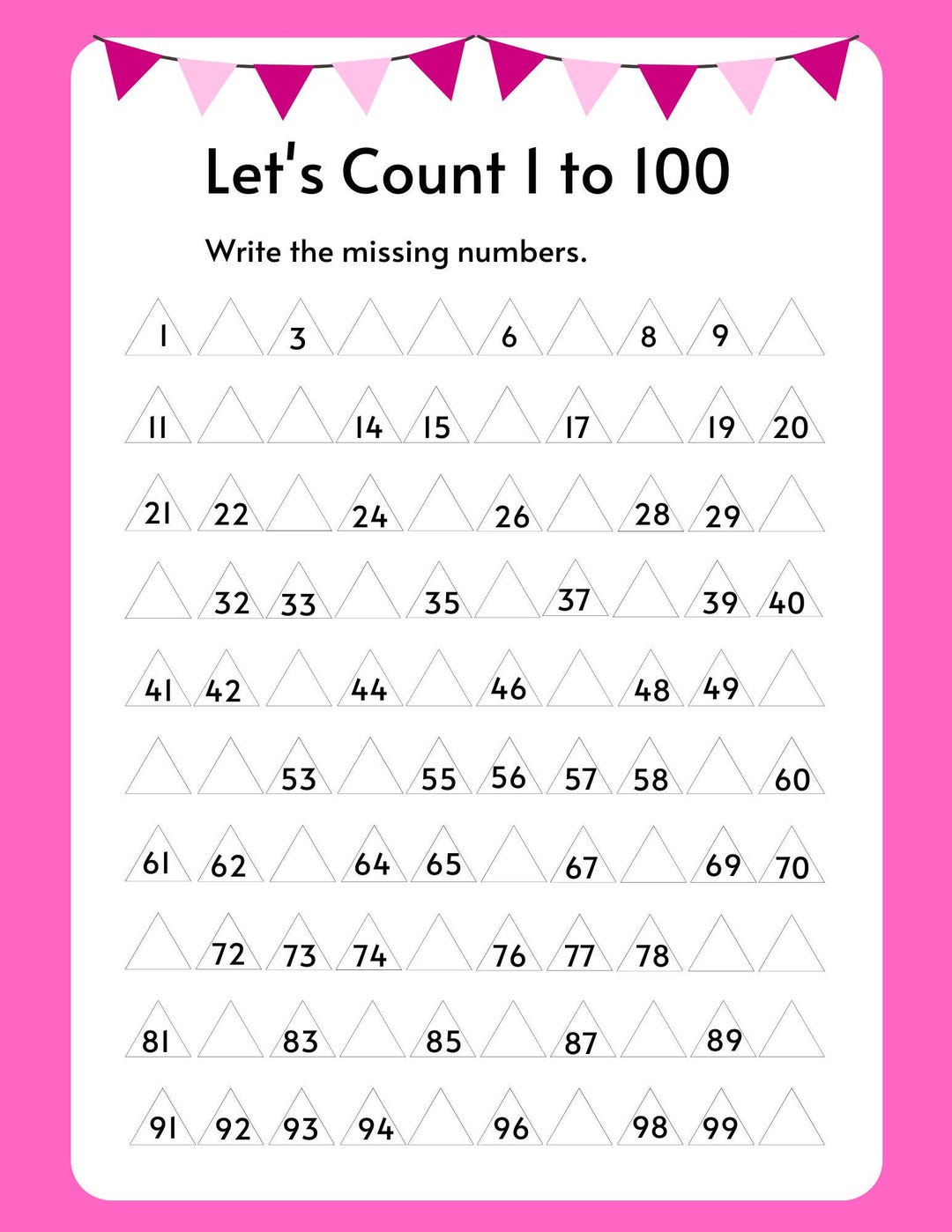 Pink Counting and Writing Numbers Worksheet - Etsy