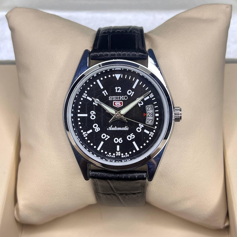 Seiko 5 Automatic Vintage Watch: 36mm Black Dial, Refurbished Men's ...