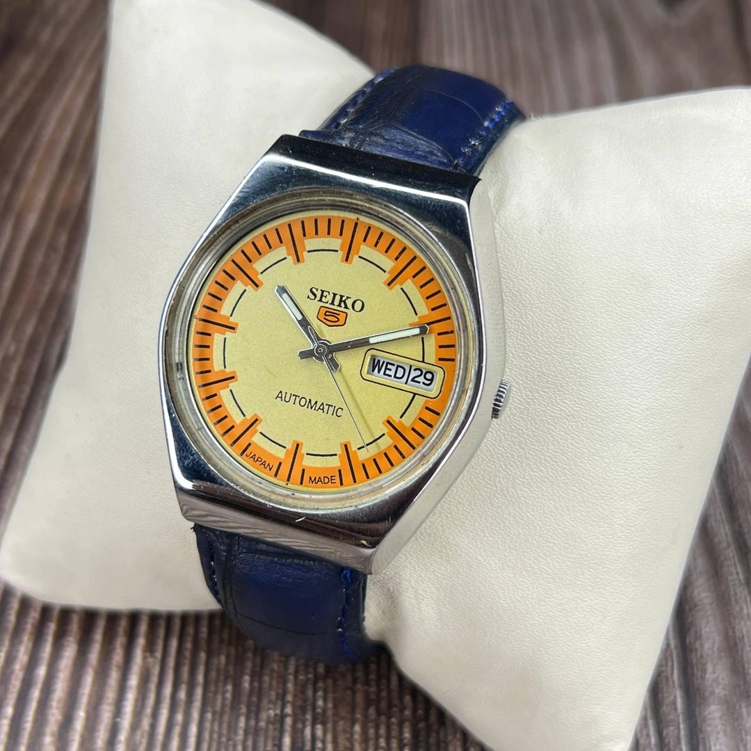 Seiko 5 Automatic Day-date Yellow Colour Face Refurbished Men's Wrist ...