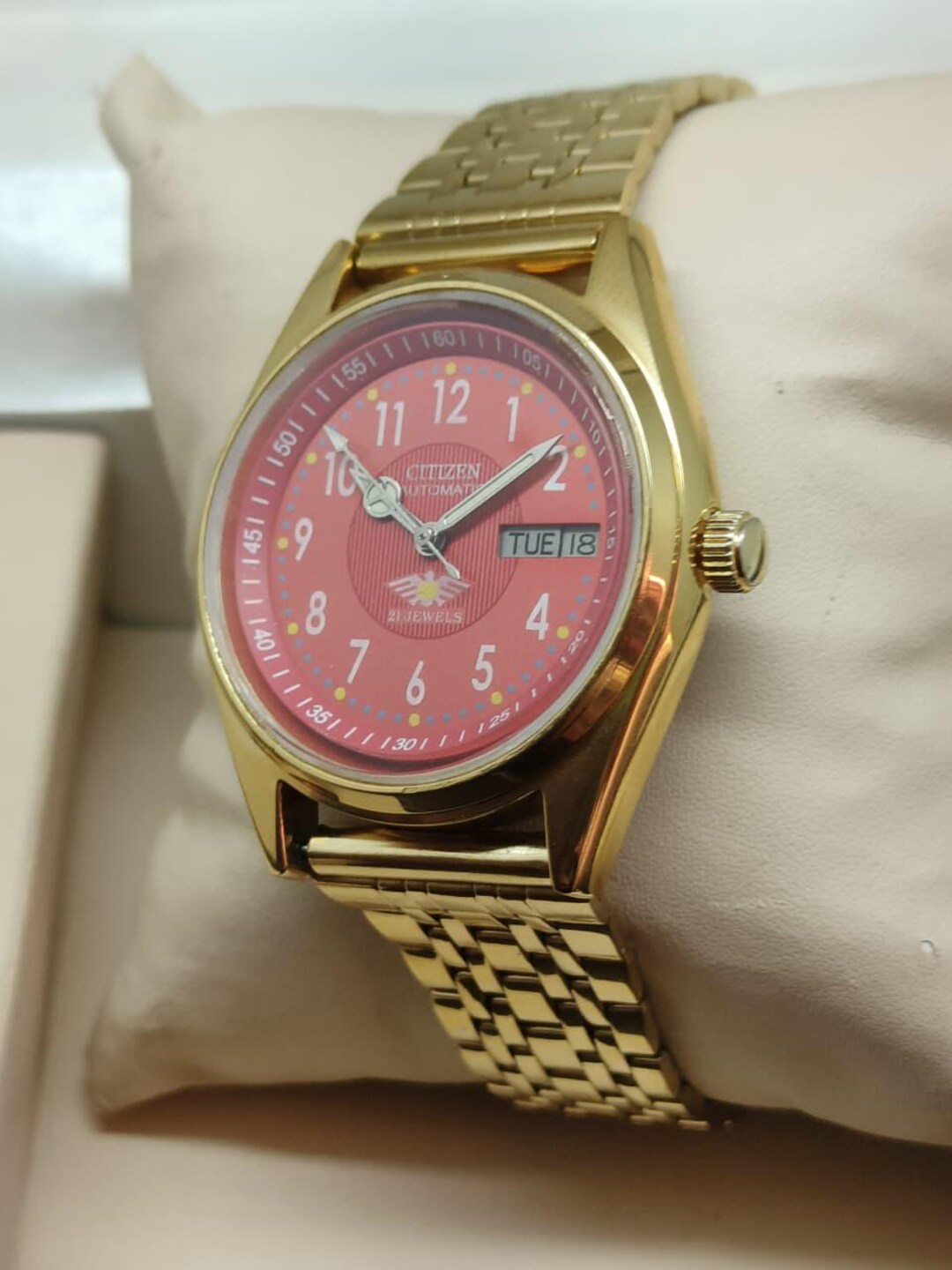 Citizen Automatic,day-date,red Colour Dial, Refurbished, Vintage Wrist ...