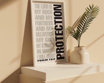 Psalm 18:2, Minimal Christian Wall Art, the Lord is My Rock, Bible ...