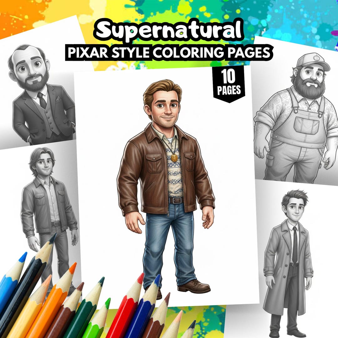 Supernatural Pixar Style Coloring Pages - 10 Printable Art Sheets ...