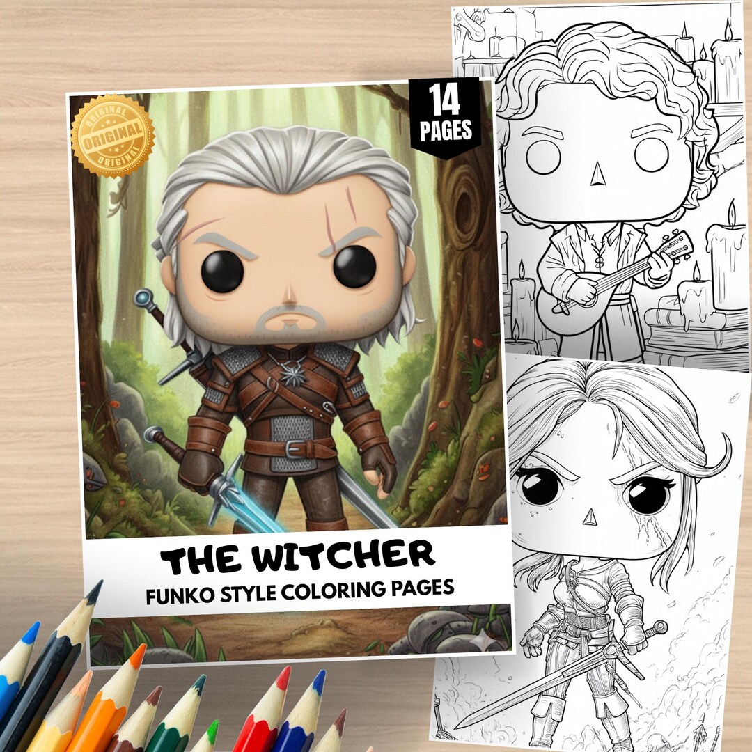 The Witcher Coloring Book | 14 Funko Pop Style Pages | Geralt, Yennefer ...