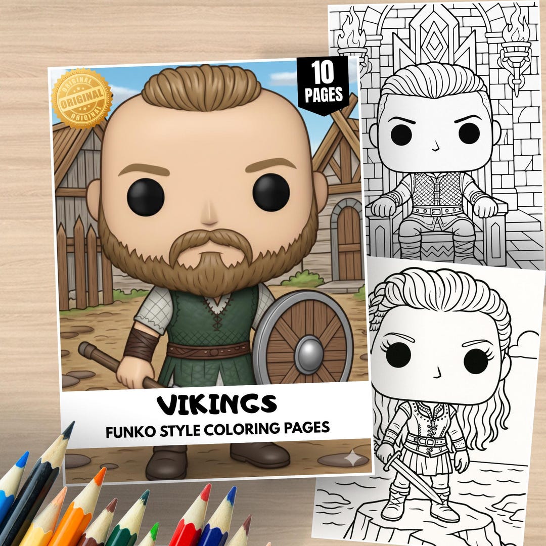 Vikings Funko Pop Coloring Pages | Ragnar, Lagertha, Bjorn, Ivar | 10 ...