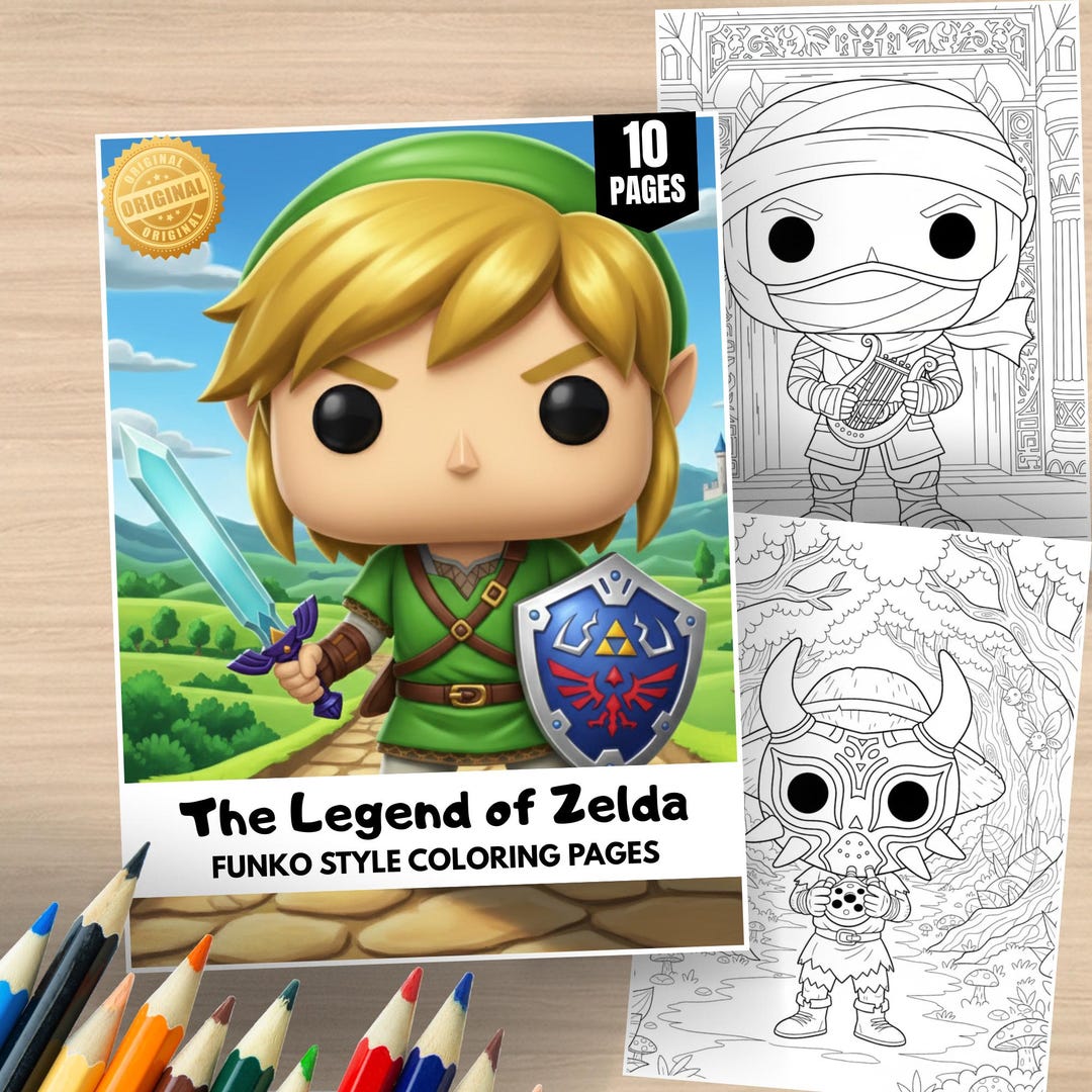 Zelda Ocarina of Time | 10 Funko Pop Chibi Printable Color Pgs | Link ...