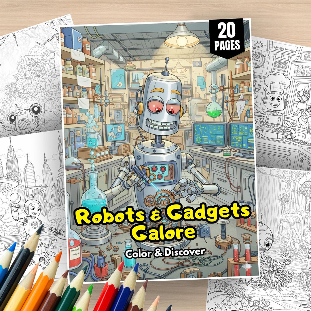 Robots & Gadgets Galore Coloring Book for Kids Ages 5-9 | Fun ...