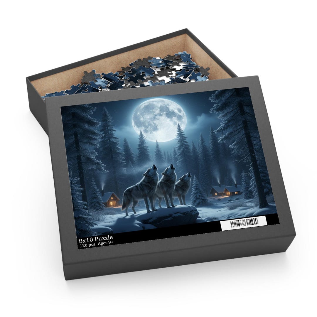 Moonlit Wolves Puzzle for Nature Lovers, 120-500 Piece Jigsaw for Cozy ...