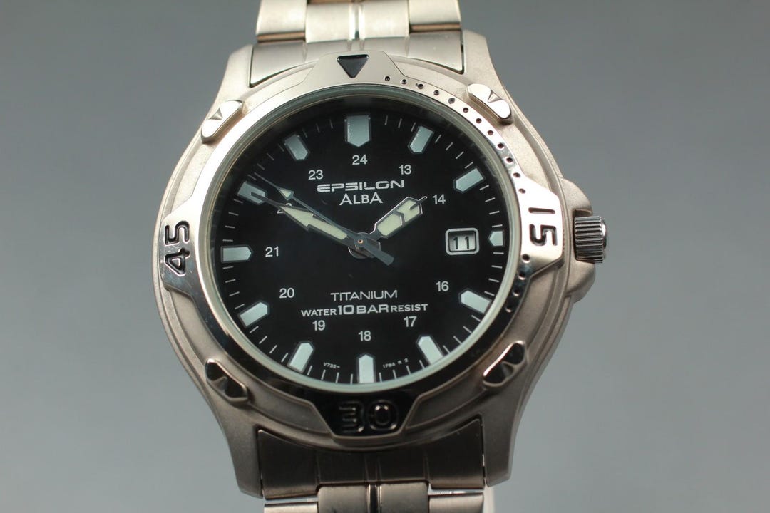Vtg.1996 [n Mint] Seiko Alba Epsilon V732-0r90 40mm Quartz Men's Watch ...