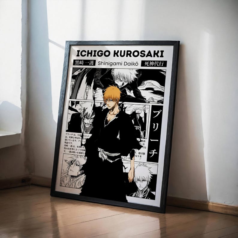 Ichigo Kurosaki Bleach Anime Poster, Manga Wall Artwork Prints, Home ...