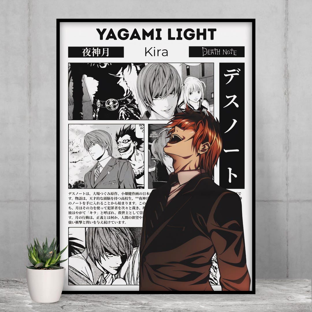 Yagami Light Death Note Anime Poster, Manga Wall Artwork Prints, Home ...