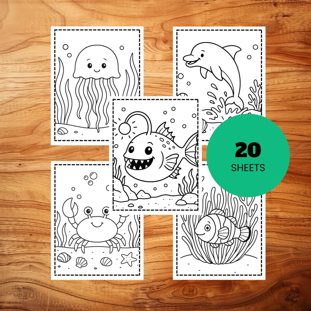 20 Pages Animal Coloring Book, Cute Animal Coloring, Fun Coloring Pages ...
