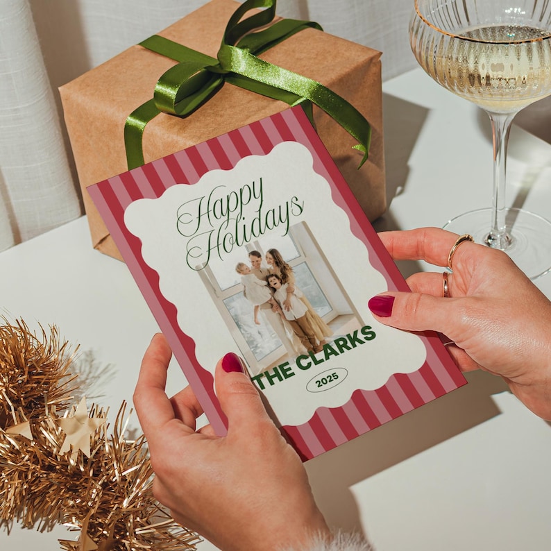 Handwritten Christmas Card, Holiday Card With Photo Template, Instant ...