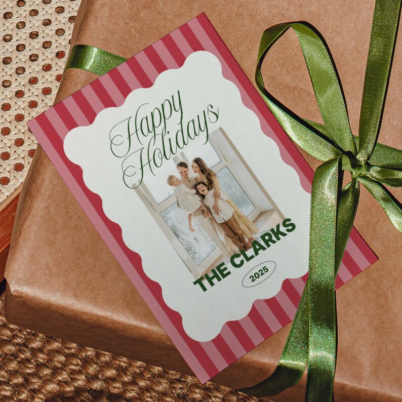 Handwritten Christmas Card, Holiday Card With Photo Template, Instant ...