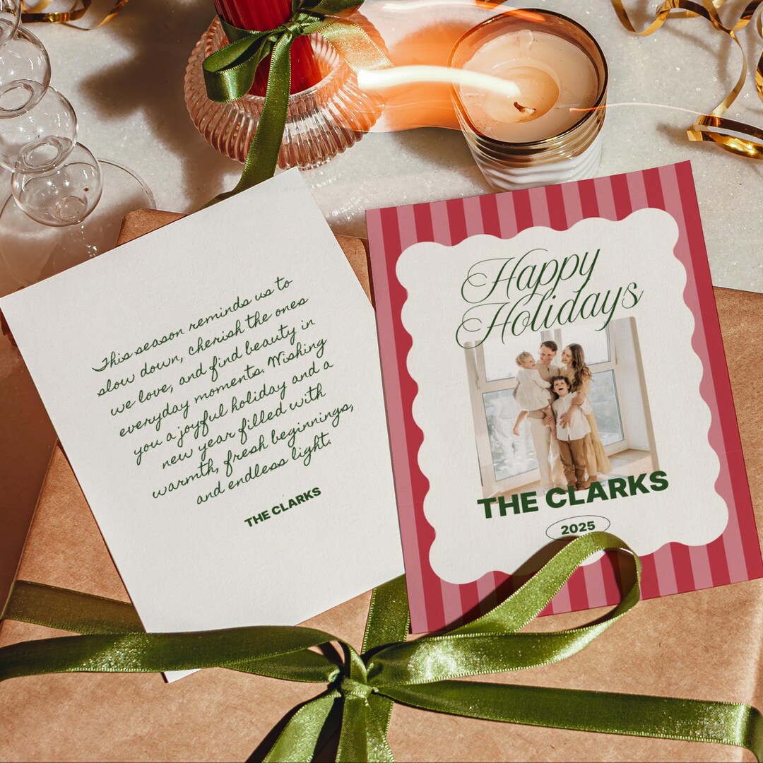 Handwritten Christmas Card, Holiday Card With Photo Template, Instant ...