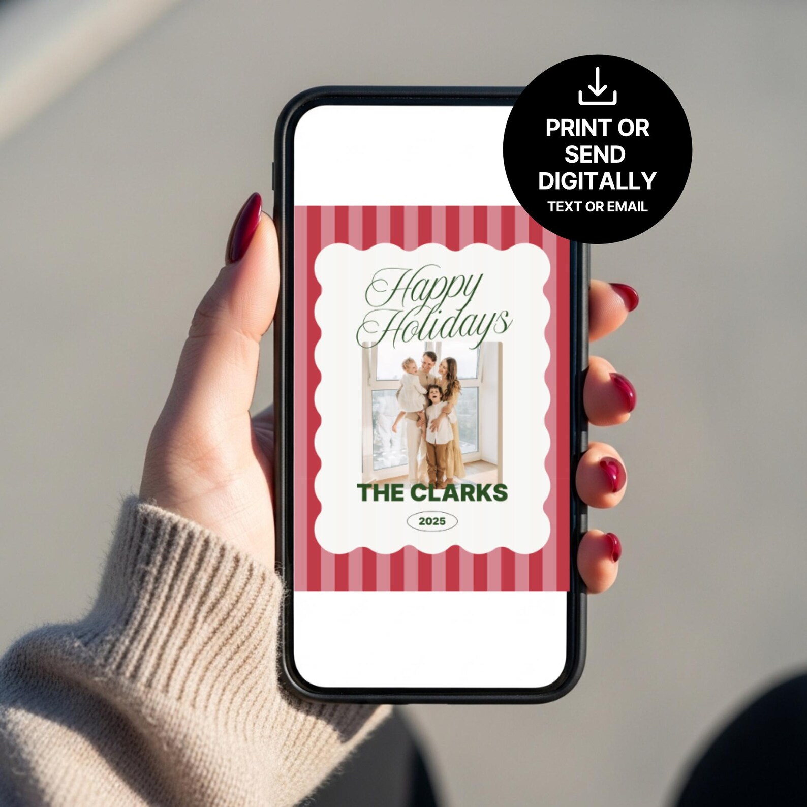Handwritten Christmas Card, Holiday Card With Photo Template, Instant ...