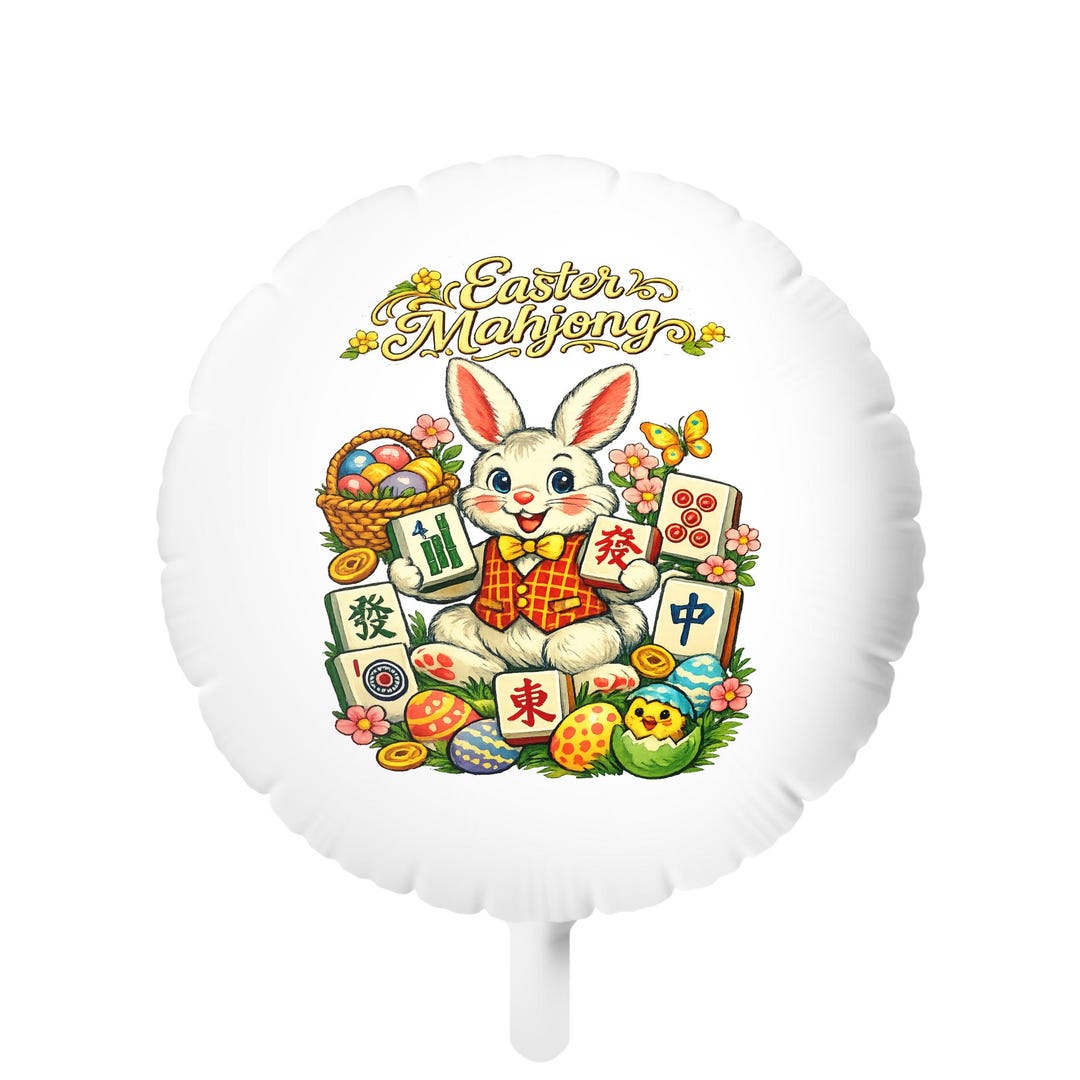 Easter Mahjong Bunny Mylar Balloon | Bunny Mahjong Tiles Easter Decor ...