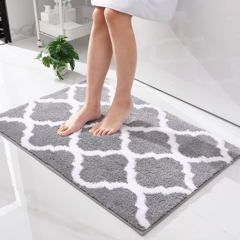Moroccan Bath Rugs for Bathroom - Durable Soft & Absorb Fluffy ...