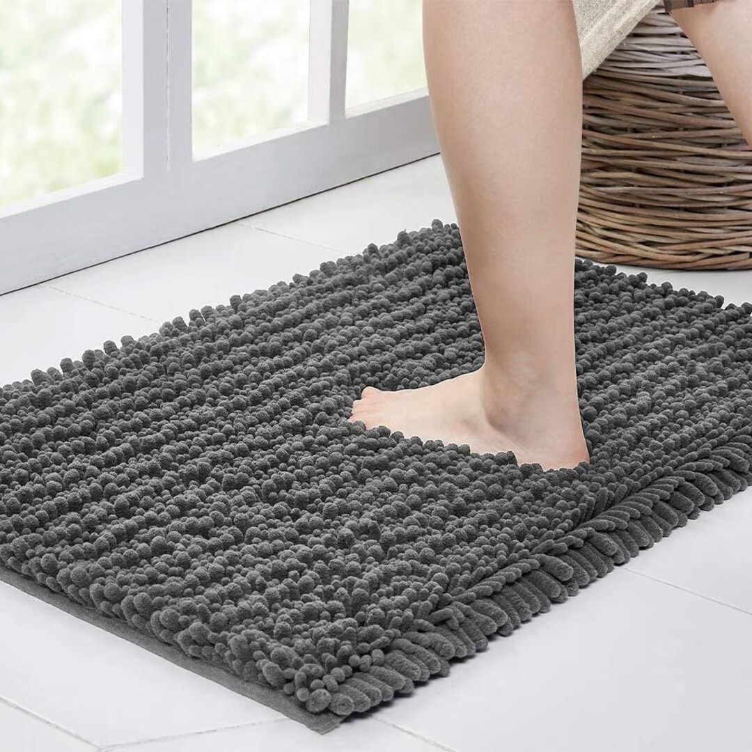 Ultra Soft Chenille Bath Mat - Super Absorbent Plush Non-slip Luxury ...