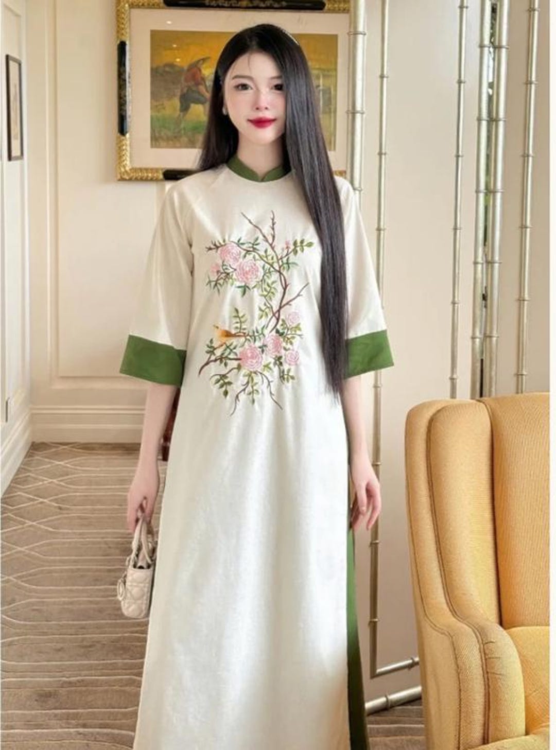 Women’s Modern Ao Dai Dress – Premium Linen Silk With Exquisite ...