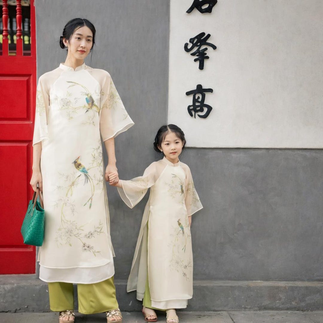 Matching Mother and Daughter Ao Dai – Modern Vietnamese Tet Dress, Four ...