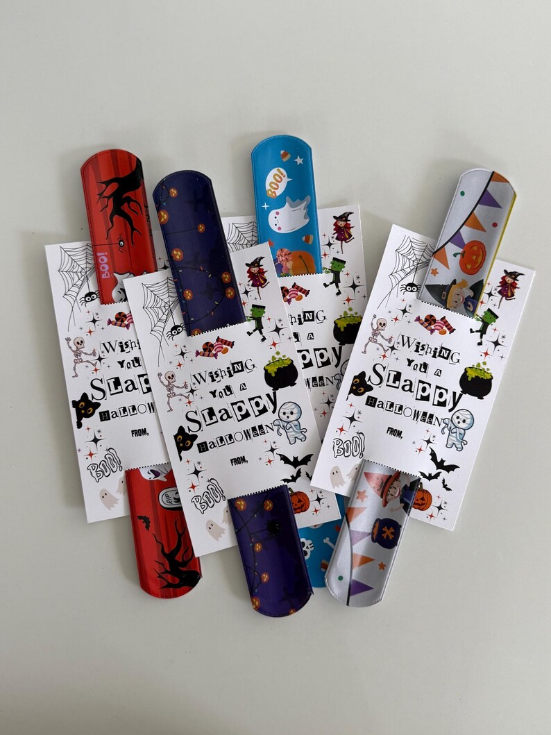 Halloween Slap Bracelet Tags: Printable Non-candy Favours (digital ...