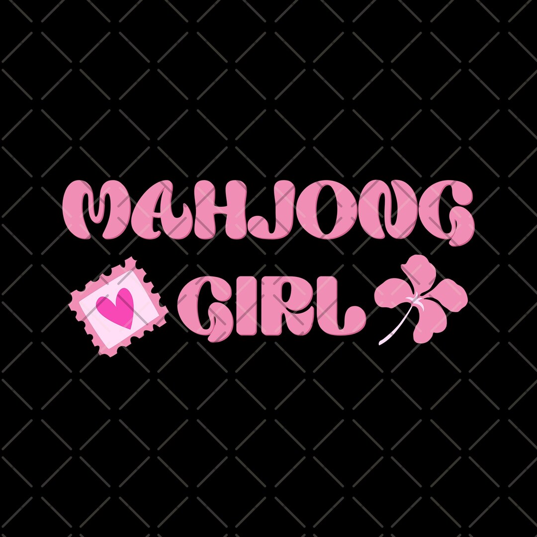 Mahjong Girl PNG Cute Retro Mahjong Shirt Design Pink Girly Game Night ...