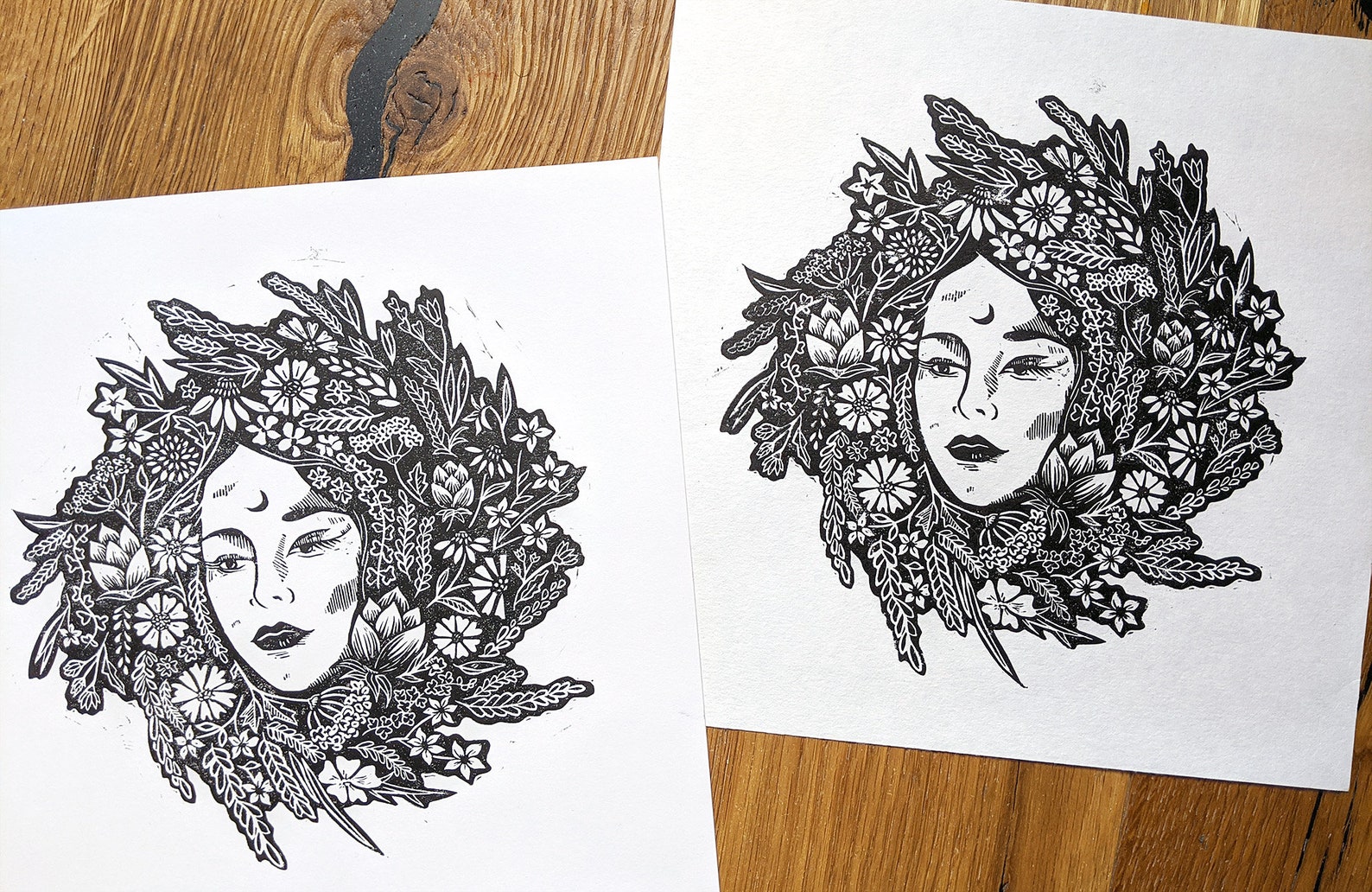 Where Do We Go Original Linocut Print Artwork Lady in the - Etsy