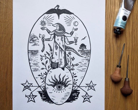 The Pengguling Egg Original Lino Print Artwork Limited | Etsy