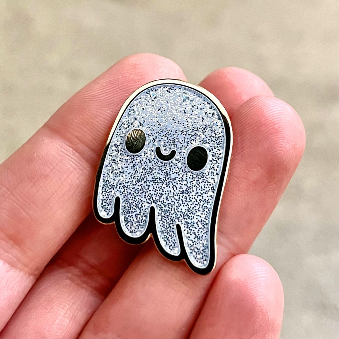 Glitter Ghost Enamel Pin - Etsy