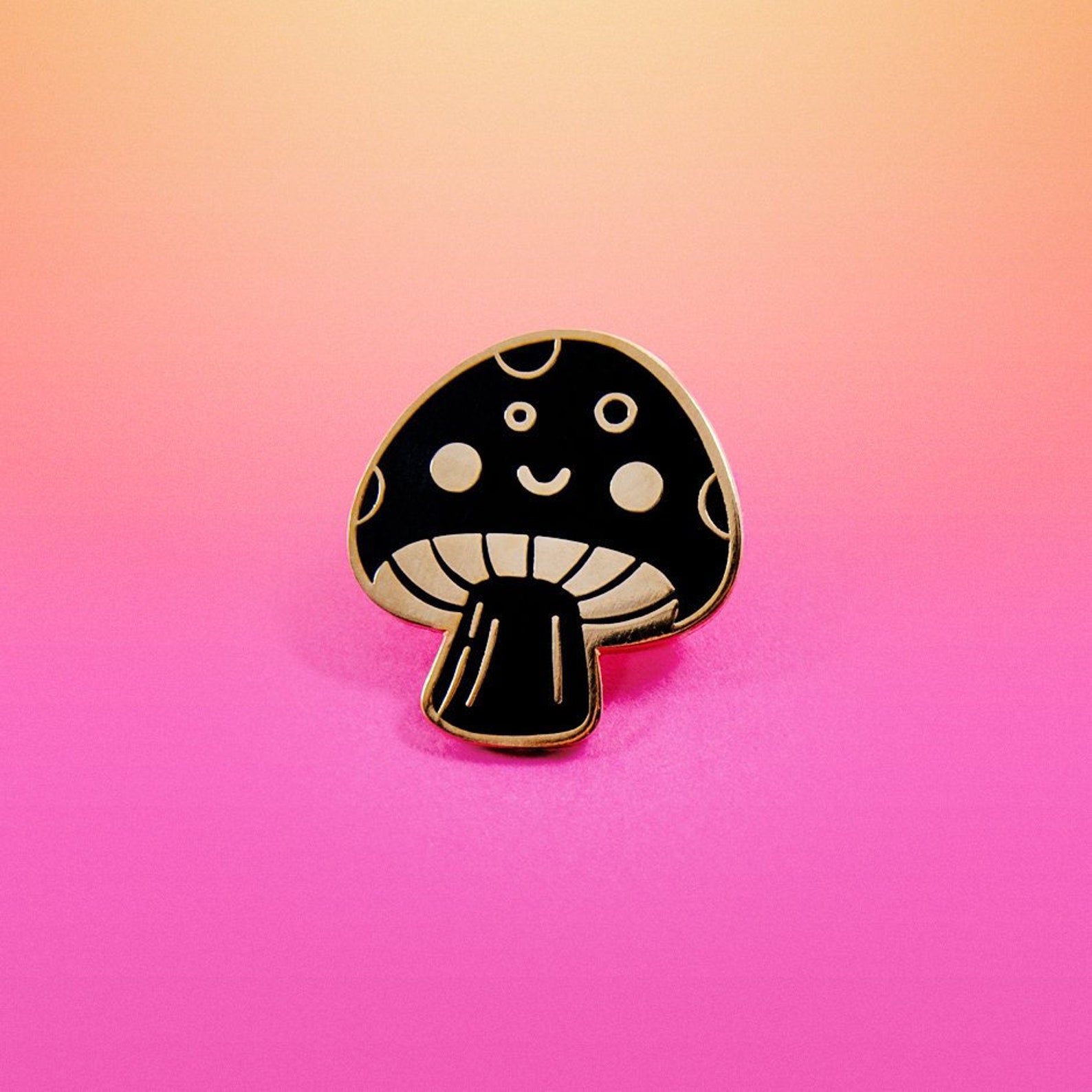 Black Mushroom Enamel Pin - Etsy