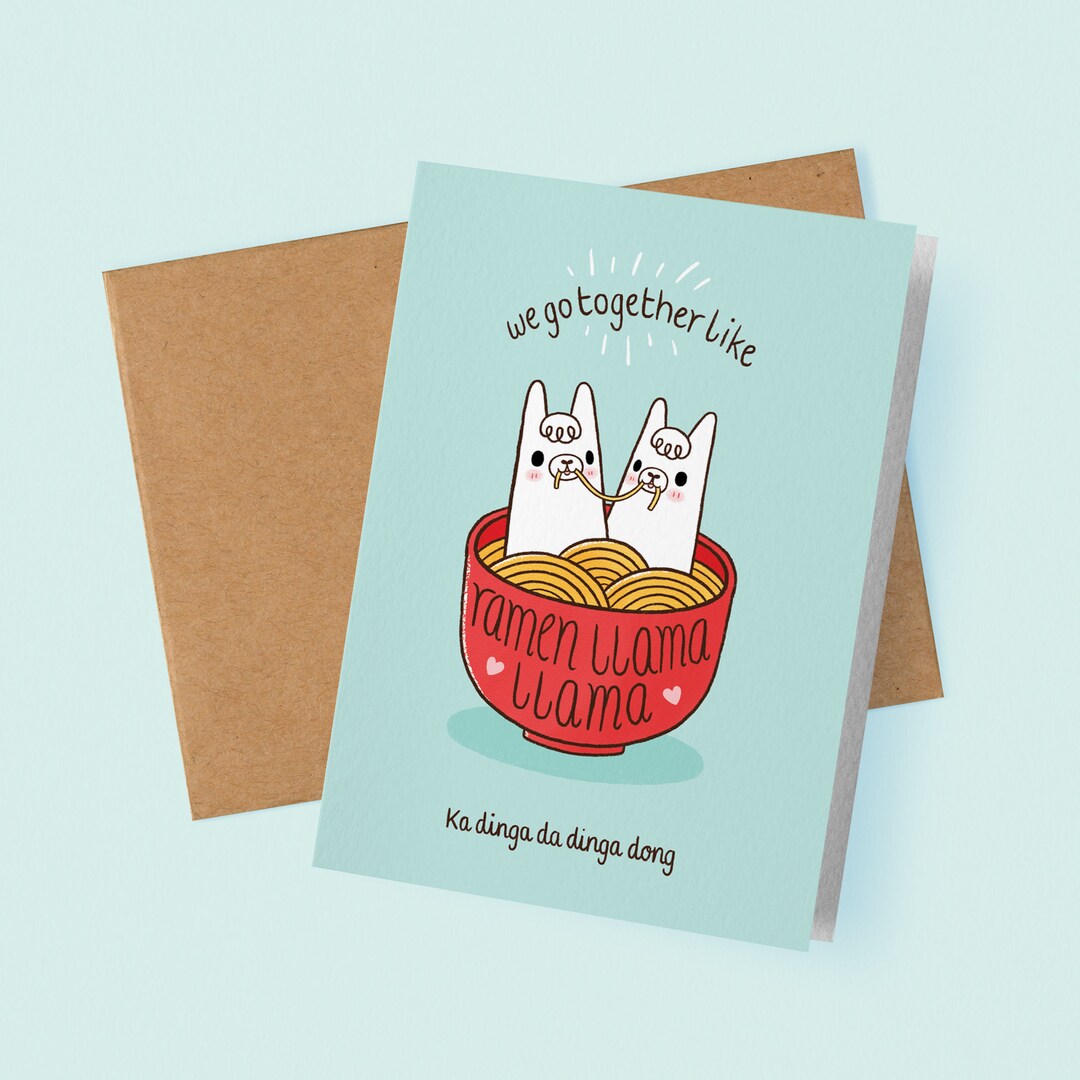 Ramen Llama Card - Etsy