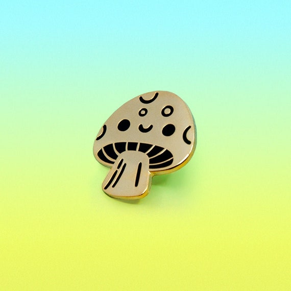 Gold Mushroom Enamel Pin | Etsy